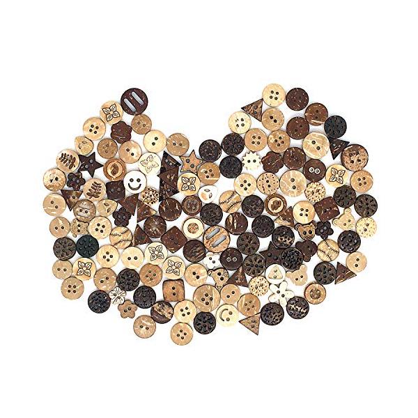 サイズ ：ミックスアンドマッチ 10-15MM10スタイルパッケージ 135個入り  ：多種類の木製ボタンが入っており、異なった色、異なった形、多くの選択を提供します。ニット、コートなどの服はもちろん、ウッドボタンは編み物、カバンの止め具と...
