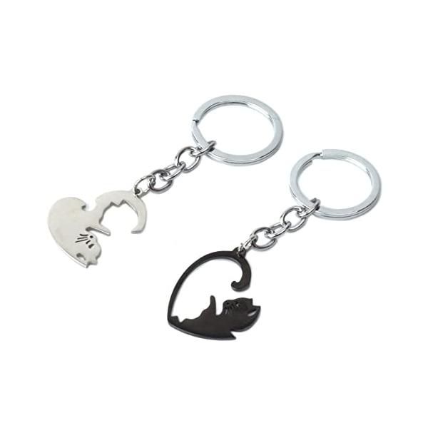 [prendre] ペアアクセサリー ペア チャーム 猫 キャット キーホルダー 軽量 記念日 プレゼント ギフト お揃い おしゃれ カップルファッション/レディース/バッグ・財布/バッグ小物/キーホルダー・チェーン