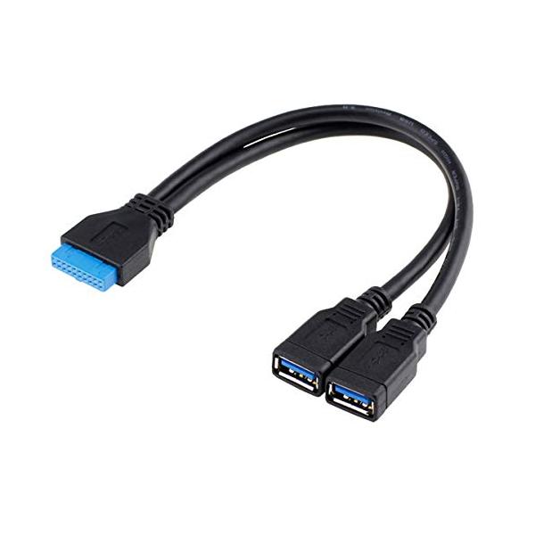 CY 2ポート USB 3.0 メス - マザーボード 20ピンフロントパネル用ヘッダーケーブル 20cmUSB 3.0 type-A メスをUSB3.0 (20ピンヘッダー) へ変換してマザーボードへ直接接続。USB 3.0ポート x 2...