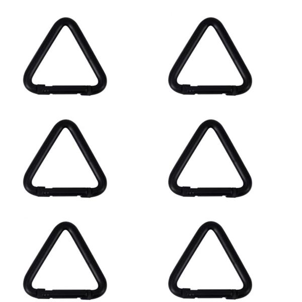 製品仕様-6個の三角黒カラビナ 材質：アルミ合金*サイズ：42.5mm x 42mm*グラム重量：単重5.3gに簡単に取り付けられ、吊りキー、懐中電灯、コード、ロープ、ホース、水のボトルやその他の項目のためのバックパックやハンドバッグに取り...