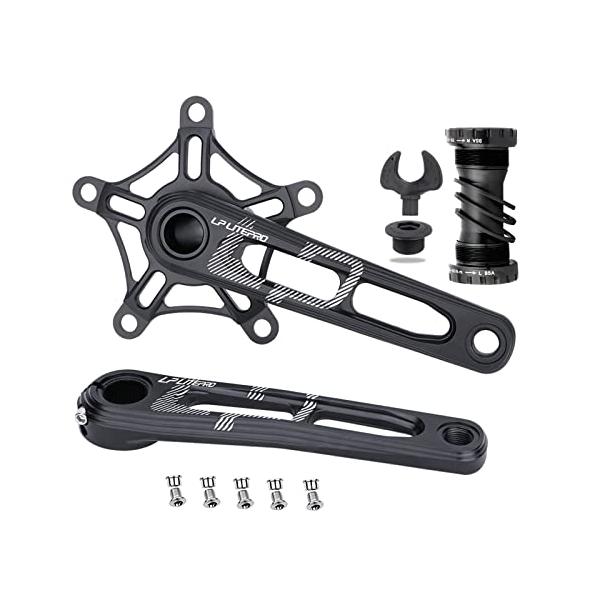 アルミニウム合金構造は頑丈で、信じられないほど強く、軽量です。CNC加工により、強度と剛性が向上。良好な密閉性と低騒音を備えたネジ付きボトムブラケット。強度を犠牲にすることなく軽量化を実現する中空設計。ボトムブラケット幅: 68-73mm。...