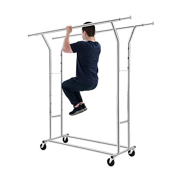 * 耐荷重200KG *自立型物干しラックは、水、錆、腐食、引っかき傷からの保護を強化するために、耐久性がある高品質の金属で作られています。200kgまで収納できます。 靴と荷物の保管用の下部棚は90kgです。余分な衣類をすでに保管できます...