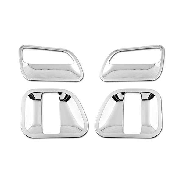 適合車種：ハイエース レジアスエース 200系 1型*8型 平成16年*現行 に適合オールメッキ仕上げの素材はABS製です。取り付け方法は、両面テープ付きで簡単に取付けができます。  パーツクリーナー等で取付面の汚れ・油分等を全て落とし装着...