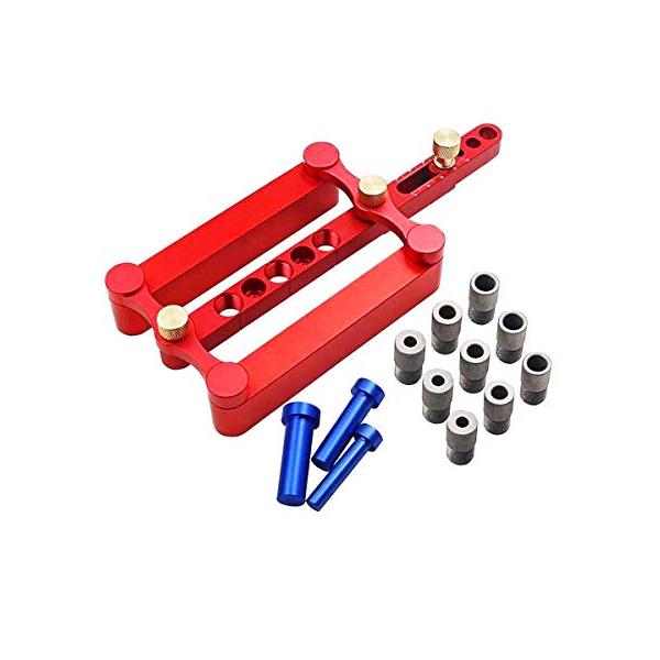 軽量で丈夫なアルミニュウム合金を使用しています DIY女子にもおすすめです 6mm/8mm/10mmと正確なダボ穴開けが簡単にできます様々な木材に対応でき、板の厚み17ｍｍ*60ｍｍまでの板をクランプスることができますYoutubeで「ダボ...