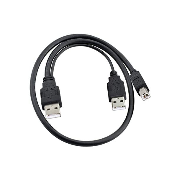 CY デュアルUSB 2.0オス*標準BオスYケーブル プリンタスキャナー外付けハードディスクドライブ用5V電源対応このケーブルは1台のコンピューターでのみ動作します。2台のコンピューターから1台のusb-bデバイスでは動作しません。オス1...