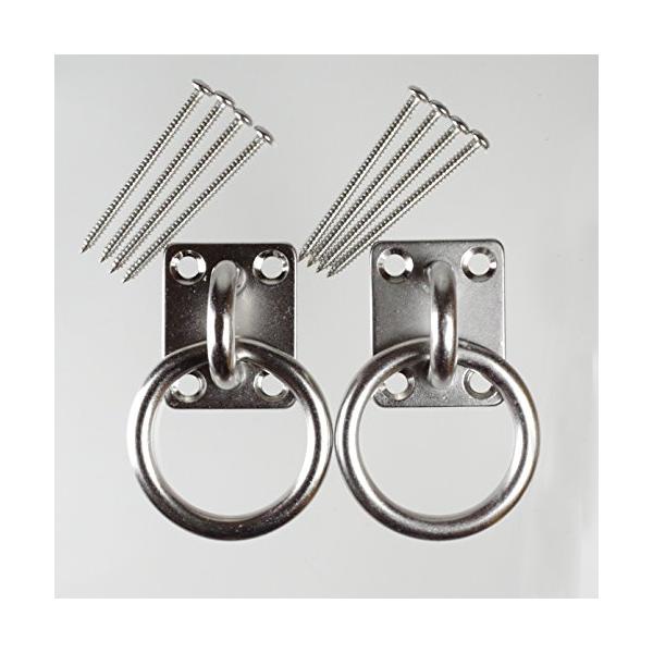 素材・材質:ステンレスセット内容:本体フック*2個(ステンレス)、木ネジ*8本(ステンレス 耐荷重:200kg(本体2個合計)サイズ:縦88*横60*高さ35mm※取り付けについて　室内で使う場合、最初に金具を取り付けておくとその後の設置、...