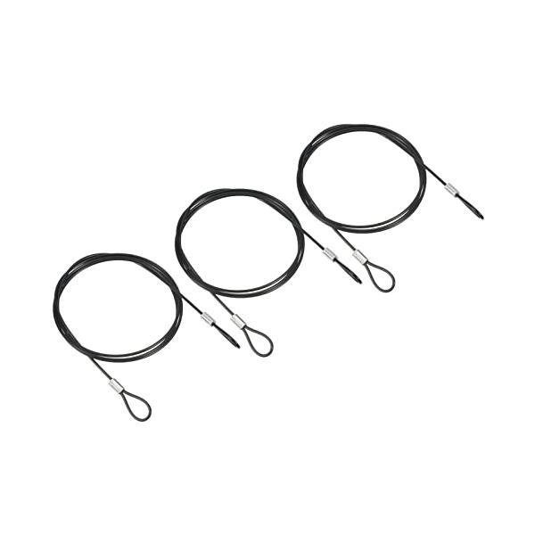 [仕様]サイズ：1m*2mm(長さ*直径)。カラー：黒。セット：安全ケーブルロック*3本 。[ステンレスワイヤー]素材：ステンレス、プラスチック。ワイヤーロープは防錆性、防水性、耐久性に優れています。長くご利用いただけます。[防犯ロープ]セ...