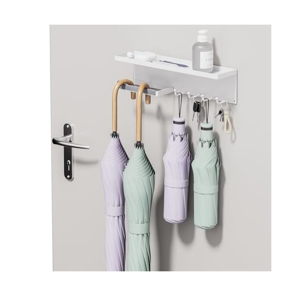 トレー付き設計 トレーには小物や鍵などを収納できるスペースがあり、傘を立てるだけでなく、玄関の整理整頓にも役立ちます。収納スペースを最大限に活用できます。 簡単に取り付け可能なマグネット式 本製品は背面に強力なマグネットがついており、穴を開...