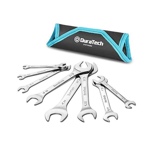 セット内容 ショートタイプ、薄型両口スパナ8本組。5.5ｘ7mm、8ｘ9mm、10ｘ12mm、11ｘ13mm、14ｘ17mm、19ｘ21mm、22ｘ23mm、24ｘ27mm各1点。 高耐久 本体は高品質炭素鋼製に熱処理、表面処理としてクロー...