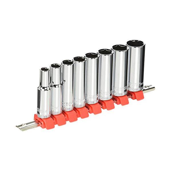 市販のラチェットハンドルに取り付けて、六角ボルトの締め付け・緩めに使用できる対象ねじ:六角ボルト、差込角:9.5mm材質/ソケット:Cr-V鋼、ホルダー:ポリアセタール、レール:スチールセット内容:ソケット(9.5mm角):8・10・12・...