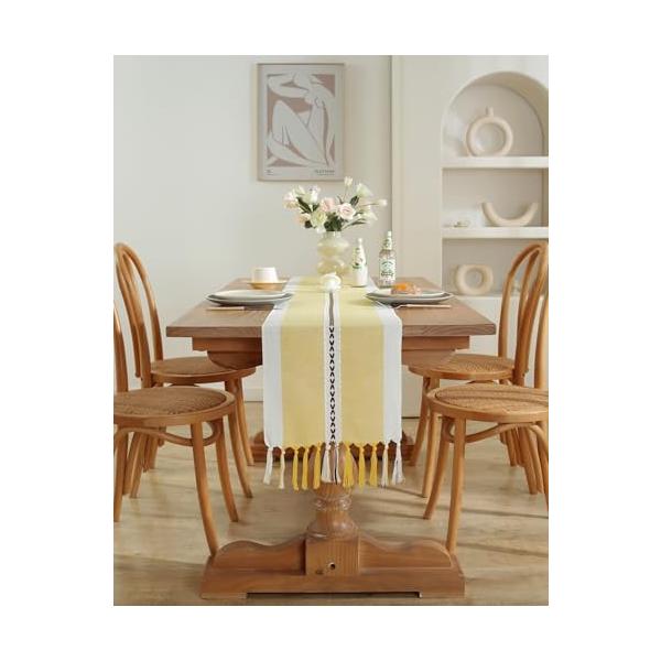 サイズ 約160ｘ33cm (タッセルを含み、片側のタッセルのサイズは 約10cmです) 素材 ポリエステル95%麻5% ※生地部分には水をはじく加工を施していません。手工芸的な味わいがあり、とても優しく仕上がっています。つむぎ糸が生み出す...