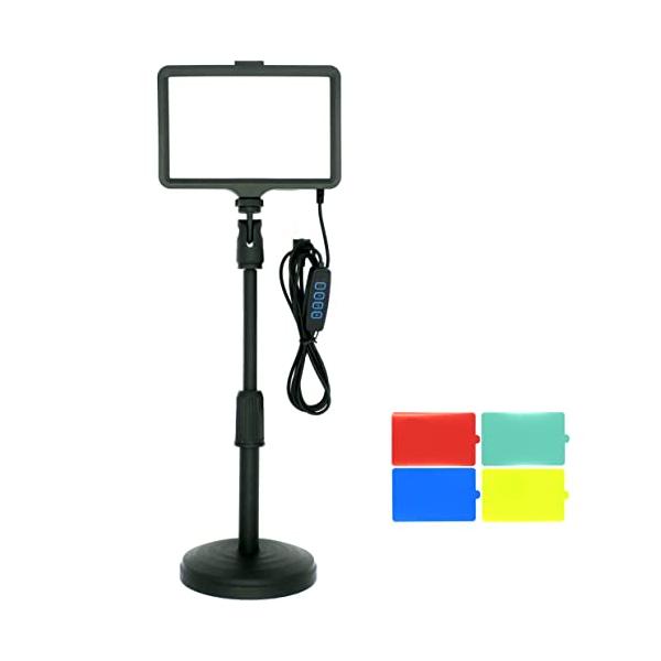 省スペースで多機能な撮影用LEDライト。机の上での撮影や自撮りにちょうどよいサイズ。円形でしっかりした台座付き。三脚の様に場所をとることはありません。白色、自然色、暖色系の3つのモードから雰囲気に合わせて自由にモード(3000*6500K)...