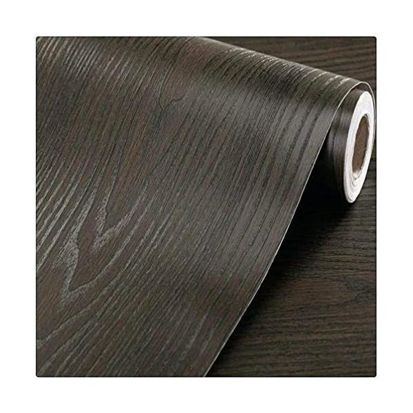 仕様 幅：約45cm*300cm；約300ｇ/巻，カラー：ダークブラウン 木目、木目柄。45cmのパターンリピートです。高品質ビニール製で、環境にやさしい壁紙シールです。接着力が強く、貼りやすいです。糊残りの心配もありません。裏面は嬉しい目...