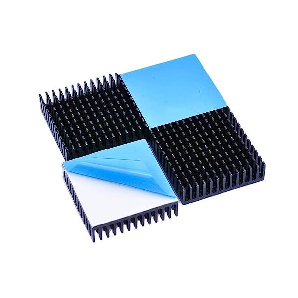 4個の40mm黒色陽極酸化ヒートシンク。アプリケーションのバックアップ用に高熱伝導率の事前塗布3M8810粘着テープ。冷却に使用できます 3Dプリンター、TEC1-12706、TEC1-12710など。寸法40mm x 40mm x 11 ...