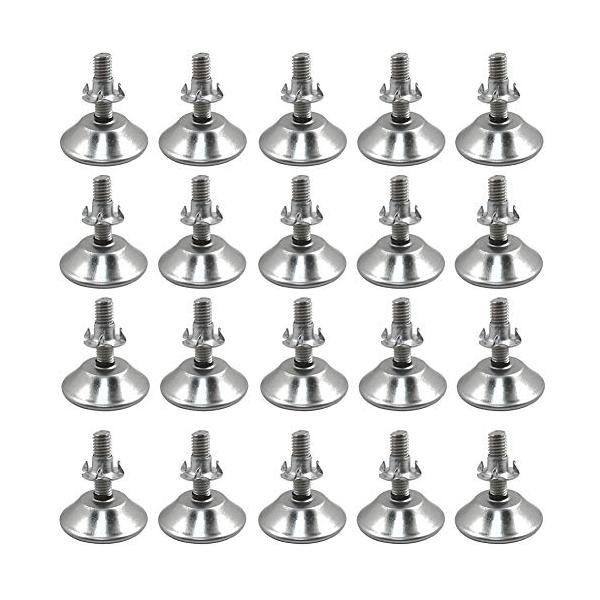 セット内容：20個入家具脚 色：シルバー * ブラックテーブルなどの高さをあげる足です、家具を湿らせないようにサポートし、損傷を避けるために使用します。さまざまなDIY家具に適しています。材質：金属 * ABSプラスチック 厚手のプラスチッ...