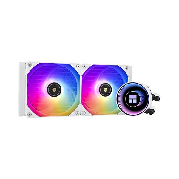 より良い冷却 全面銅鏡面ベースのウォーターブロック*240仕様ホワイトアルミフィンコールドプレート*高分子織物保護ウォーターパイプ*標準120mmARGBファンで低抵抗、高冷却、低蒸発、長寿命の一体型水冷式クーラーを実現します。ARGB神光...