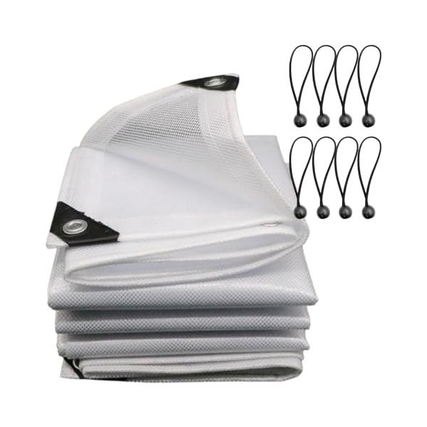 メッシュ入り・高耐久の透明防水シート ：本製品は、透明ビニール素材にメッシュ状の繊維を編み込んだ構造で、強度と柔軟性を兼ね備えた高品質な防水シートです。メッシュによって破れや裂けに強くなっており、長期間の屋外使用でも安心。視界はある程度確保...