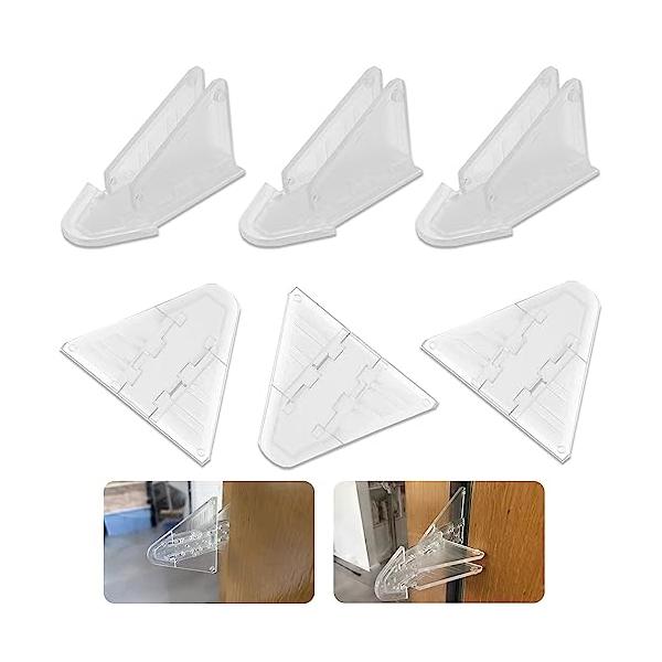 セット内容：チャイルドロック 6枚入り カラー：透明 透明色で、他の窓用プラグに比べて目立たない。  材料: ABS サイズ：6*7.2cm、厚さ6mm、7mm*30mmの隙間のある2枚の引き戸に適しています。これは、ガラス窓、アルミサッシ...