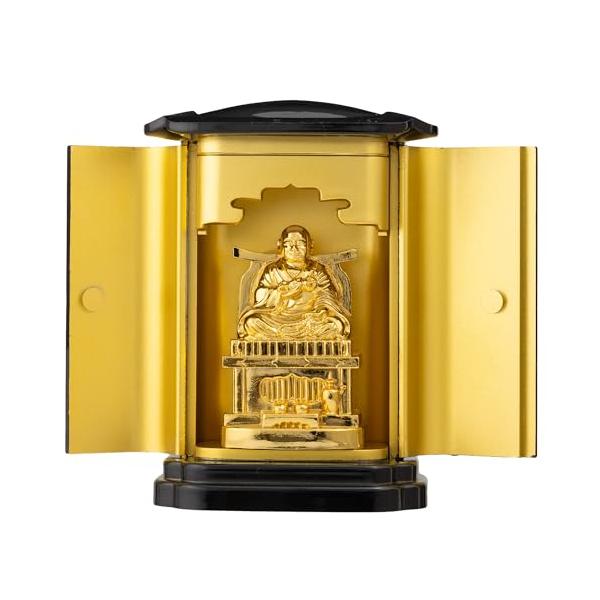 シリーズ：守護本尊 純金メッキ仕上げ PC厨子入り　約10ｃｍ 小スペースでも仏像を祀れる厨子をお付けして本体サイズ：高さ10.3*幅7.5*奥行5.5cm 厨子寸法 重さ：225ｇ　 *仏像単体サイズ：高さ5.8*幅3.7*奥行2.3*身...