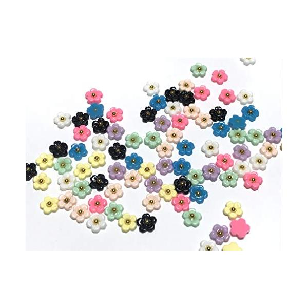 デコパーツ フラワー ミックスカラー 100個セットサイズ：約6*素材：樹脂ホビー:手芸・画材