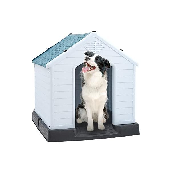 大きくて頑丈な家--犬小屋は十分に大きく、異なる大きさの犬を収容することができます。購入前にサイズをチェックしてください。外形寸法：28.7インチ 縦 *25.1インチ 幅 *27.9インチ 高さ ;ドアのサイズ：10.6インチ 幅 *17...