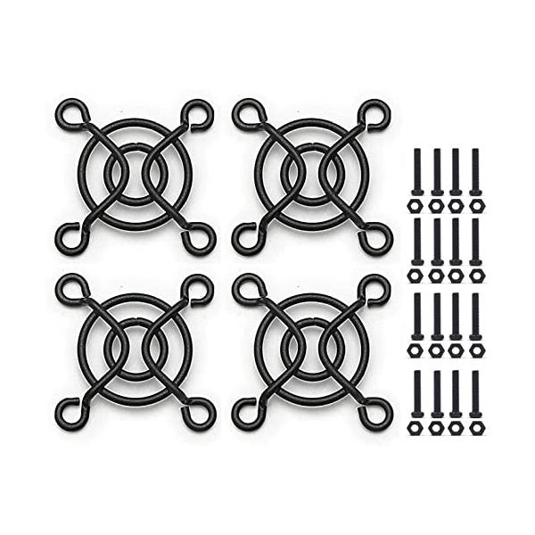 25mm ブラック フィンガーグリル 4個パックファン取り付けネジ*ナット付き。標準的な25mmのスクエアファンにフィットするように作られています。カラー:ブラック。パソコン・周辺機器:PCパーツ:冷却パーツ・ファン:グリル