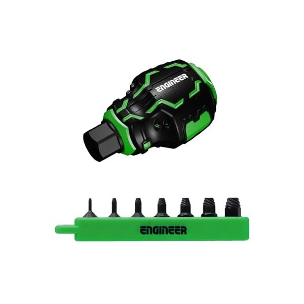 STUBBYドライヴ(DZ-90)と潰れた六角穴付ボルトを叩かず外せるネジモグラ極短7本組(DBZ-301)のセット。全長63.5mmで、狭い場所での作業に便利なコンパクトボディ。従来のボールグリップよりも力を込めやすいフラットグリップ。対...