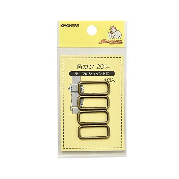 テープのジョイントに最適な角カンです。商品本体サイズ:幅約20mm入数:4個素材:鉄生産国:日本ホビー:手芸・画材:裁縫材料:手芸用カン