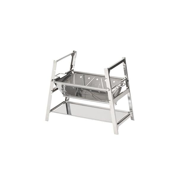 サイズ：SR サイズ 480*265*385(h)mm 重量 4.3kg(収納ケースを除く) 収納サイズ 455*265*60(h)mm 素材 本体、脚パーツ、ベースプレート／ステンレス、収納ケース／ポリエステル セット内容 本体、脚パーツ...