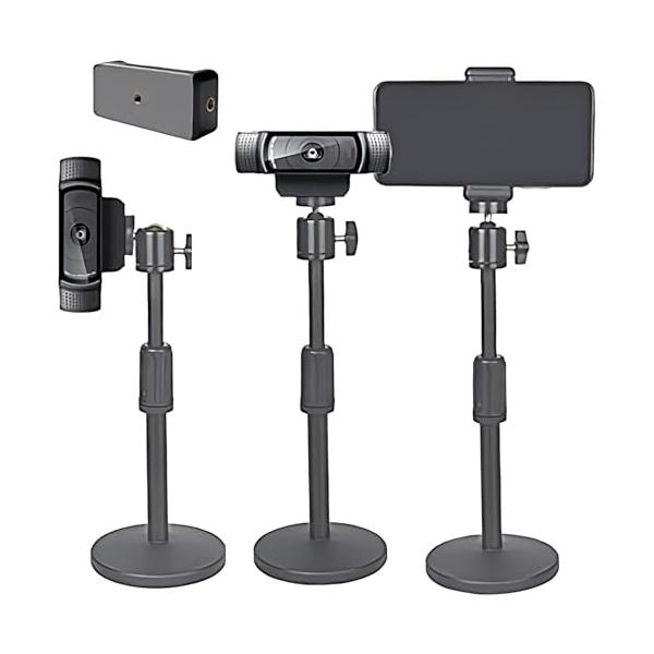 商品名 MN-FACTORY JP webカメラスタンド 伸縮式 スマホクリップ付き  商品サイズ お好みの高さに調節できる卓上のウェブカメラスタンド。[伸縮高さ]20*−30* [材質]スチール、ABS樹脂 [耐荷重]660g [本品重量...