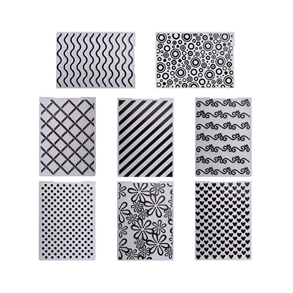 パッケージに含まれるもの-さまざまなパターンの8個のプラスチックエンボス加工フォルダー 4.1 * 11.7インチ , あなたの毎日の装飾のニーズに十分.高品質の素材-高品質のプラスチック製, テンプレートは耐久性があり、変形しにくいです....