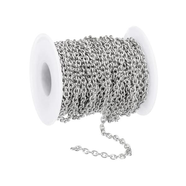 仕様：素材：304ステンレス鋼；カラー：シルバートーン；各ロールチェーン長さ：10m/32.81フィート；チェーン幅：4mm/0.16インチ；チェーンリング直径：0.9mm/0.04インチ；パッケージリスト：1ロールxステンレス鋼ケーブルリ...