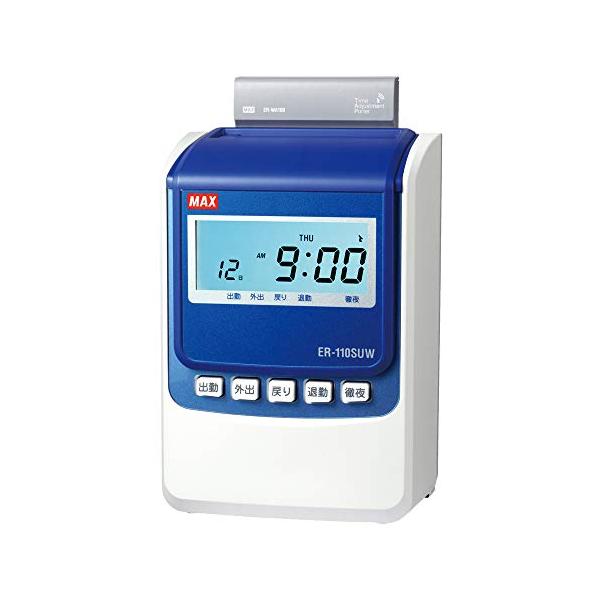 同梱商品:インクリボン(ER-IR103)・取り扱い説明書・設定確認カード・壁掛け用ネジ・ソフトウェア使用許諾契約書本体サイズ:W174*D202*H289(mm)、質量2100g1日4回打刻、2回打刻*日毎集計*日毎累計、月間集計 日毎、...