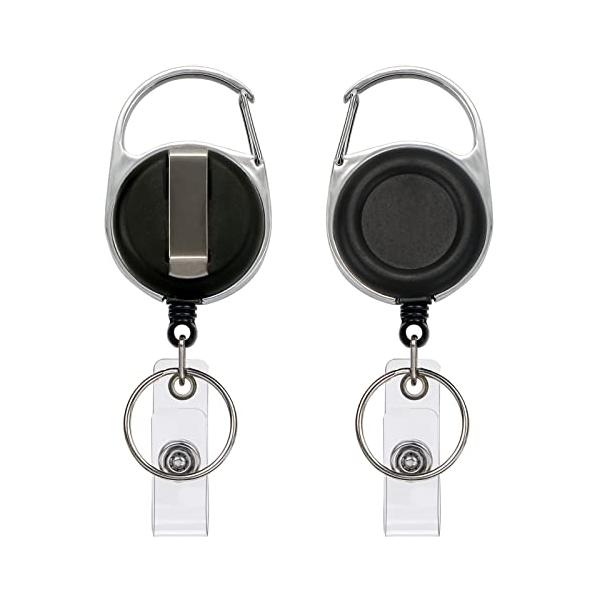 「材質」吊り下げ名札用リールはABS樹脂を採用し、長時間使用しても色褪せないです。リールの耐久性が抜群、最大限に伸ばしても切れません。「伸びるリールストラップ」PVCクリップ付きで、最長約6３CMまでに伸びるできるストラップです。改札口など...