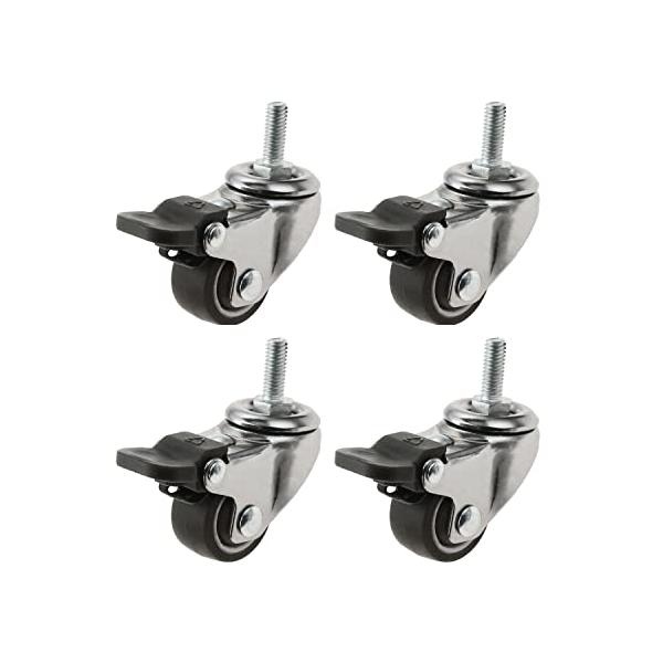 商品仕様 耐荷重: 合計耐荷重158kg 車輪厚み: 13mm 車輪直径: 25mm ネジ直径: 6mm 内容: ブレーキ付きキャスター*2 ブレーキなしキャスター*2 旋回360度ダブルベアリング 各キャスターは360度の回転天板を持って...