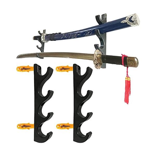 数量:2ラック。4本の剣を持っています。ハードウェアが含まれています。注:サムライソードカタナは含まれていませんインストールが簡単。ハードウェアが含まれています。スペースを節約 - 剣を壁に置き、邪魔にならないようにします。使いやすい-剣を...