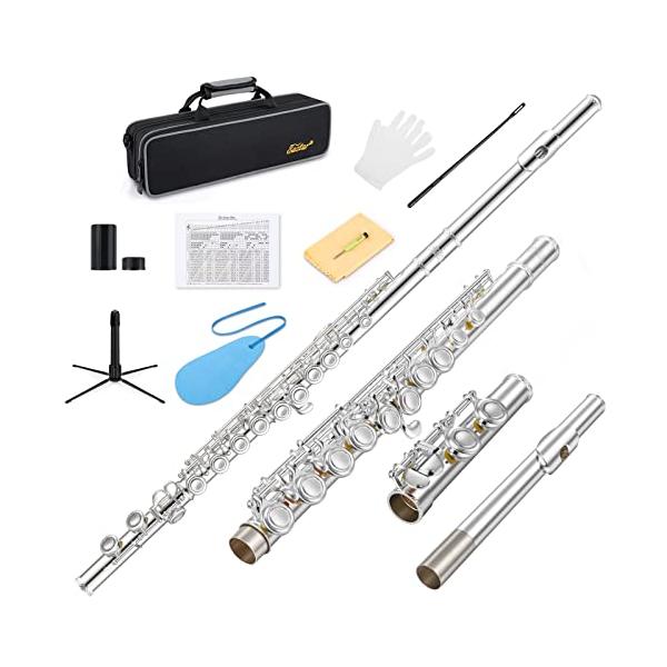 高品質な銀メッキなので、練習用に音が鳴りやすく、明るくレスポンスの良い素直な音色となり、鳥のさえずりのように軽やかで透き通った音が特徴で、 速い音の動きもなめらかな音の動きも両方得意でソロの演奏でも大合奏でも活躍しますEメカニズムはフルート...