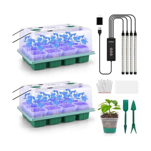 植物育成ライト付き 当社の育苗箱には、植物成長ランプが搭載されており、光質、光強度、光周期を制御するために、種子の発芽、開花および植物成長を常に最適な成長環境にします。ライトは、太陽光のフルスペクトルのように機能します。迅速、自然成長、豊作...