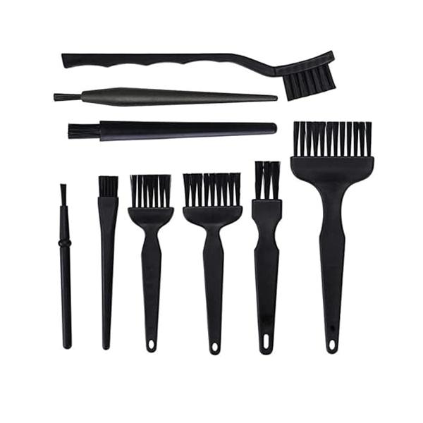 クリーニングブラシ 9 個セットで、9 種類の異なる大きさと寸法があり、さまざまなニーズに対応。彫刻線と狭い隙間などの難しい領域を簡単に整理する。プラスチック製の柄とナイロン製の毛を採用し、手触りがよく、耐熱、静電気を防止し、長期的に安定し...