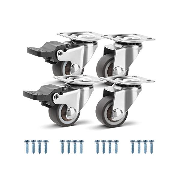 [主なパラメータ]: 全体の高さ: 40mm. 車輪の直径: 1 インチ 25mm 、タイヤ幅: 12mm. 固定板のサイズ: 38 X 30mm。サポート40 KG / 88 LBS最大 4セットとして 。ホイールカラー：ブラウン。ボール...