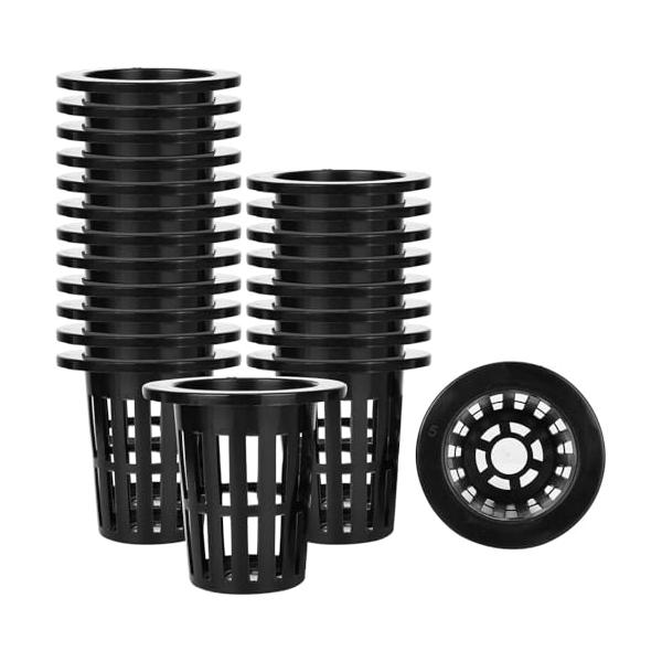 水耕栽培鉢 植物栽培システム用スロット付きネットカップ - 屋内および屋外の植物用の自動給水バスケット、水耕栽培用品キット。この水耕栽培プランターは、植物が根を張りやすい構造になっています。 商品仕様 30個入り、上部外径：45mm、上部内...