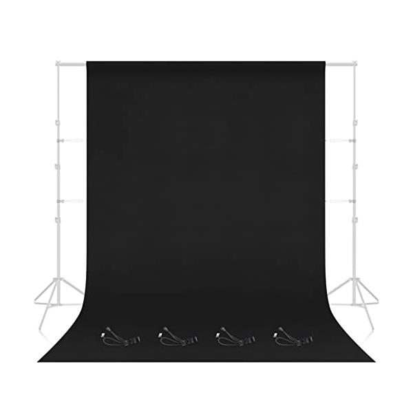 パッケージ内容 180x280cm黒 布x1、ロープクリップx4。 無反射のコットン生地 背景布はコットン生地を採用し、ポリエステルよりも重厚感があり、肌触りも柔らかく、色も鮮やかです。製作原理の違いで強度が高く、耐久性も優れています。綿1...