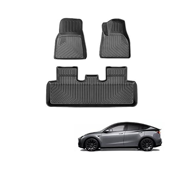 適合車種 テスラ モデルY (2021〜現行) 。セット内容：運転席x1、助手席x1、2列目x1 合計:3PCSセット  高品質TPE素材 高品質で環境にやさしいTPE素材を使用し、異臭がなく、手触りが良く、長時間の変形がなく、快適な運転体...