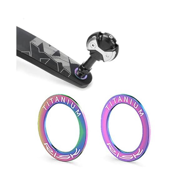 自転車のクランクとペダルの間に挟むチタン合金のワッシャーです。ペダルをクランクに装着した際に隙間がある場合や、クランク面への傷つき保護、見た目のカスタマイズ等にご利用ください。クランク側に凹み加工がされている場合があり、その場合、ペダルとク...