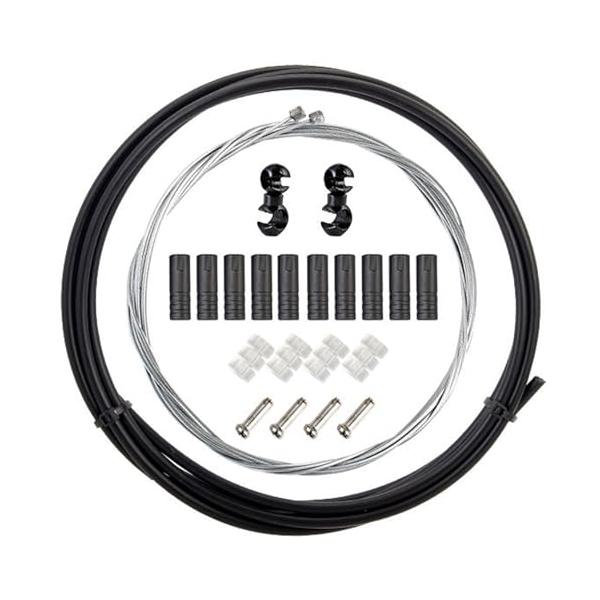 セット内容 寸法：アウターケーブル：長さ2m/直径4mm、シフトケーブル：長さ1.55m フロント /2.1m リア 、シフトケーブルエンドフェルール：10個、S字フック：2個、Oリング：4個、ワイヤーエンドキャップ：4個。 ケーブルカバー...