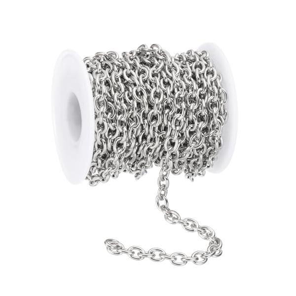 仕様：素材：304ステンレス鋼；カラー：シルバートーン；各ロールチェーン 長さ：5m/16.4ft；チェーン幅：6mm/0.24インチ；チェーンリング直径：1.64mm/0.06インチ；パッケージリスト：1ロールxステンレス鋼ケーブルリンク...