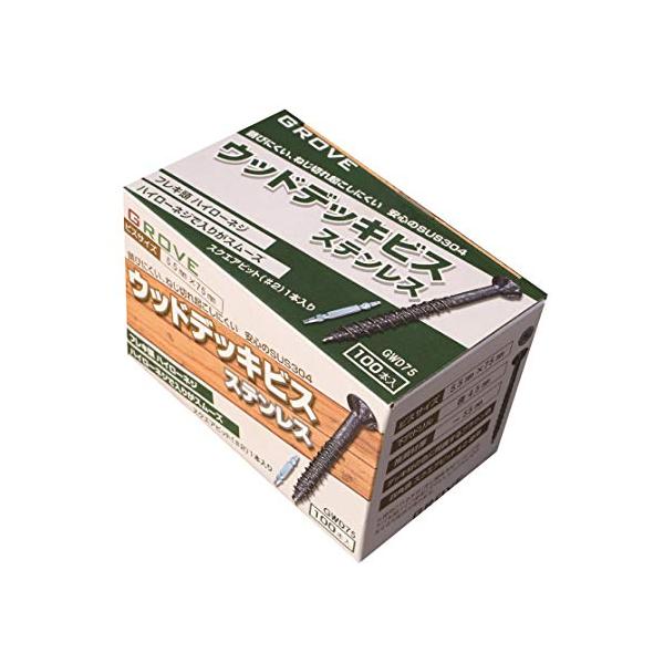 材質 SUS304ステンレス鋼 ヘッドスタイル スクエア　※スクエアビット1本付 サイズ φ5.5**75*　100本入DIY・工具・ガーデン:建築金物:接合金具:ねじ:木ねじ