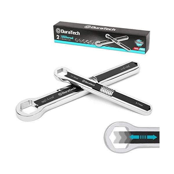 セット内容 ユニバーサルレンチ2本組 5*16mm 、5*27mm各1点。 高耐久 高品質CR-V鋼製本体に熱処理、堅牢で耐久性に優れています。表面処理としてクロムメッキ、サテンフィニッシュ仕上げを施して耐食性も抜群で高級感があります。AN...