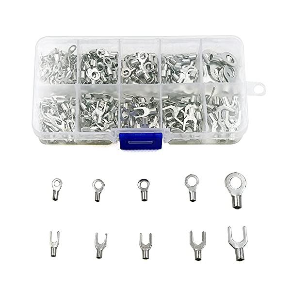 仕様 [個数]：320個入れ端子セット 素材：100％銅。表面素材：錫メッキ面。カラー：シルバー。 [形状]：O型、U型。 特徴 耐酸化性、耐腐食性、導電性が高く、最大電流を流すことができます。あなたのワイヤーに安全で耐久性のある接続を提供...