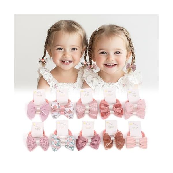 色：ピンクセット内容 ：20本 セット・ サイズ ：ヘアゴム直径約2.5 cm ・ 素材 ゴム、ポリエステル/パーツ、樹脂　あらたまったシーンにも使える上品なリボン付ヘアゴムたっぷり20本セット 好きなカラーを選べば、10種類のデザインが楽...